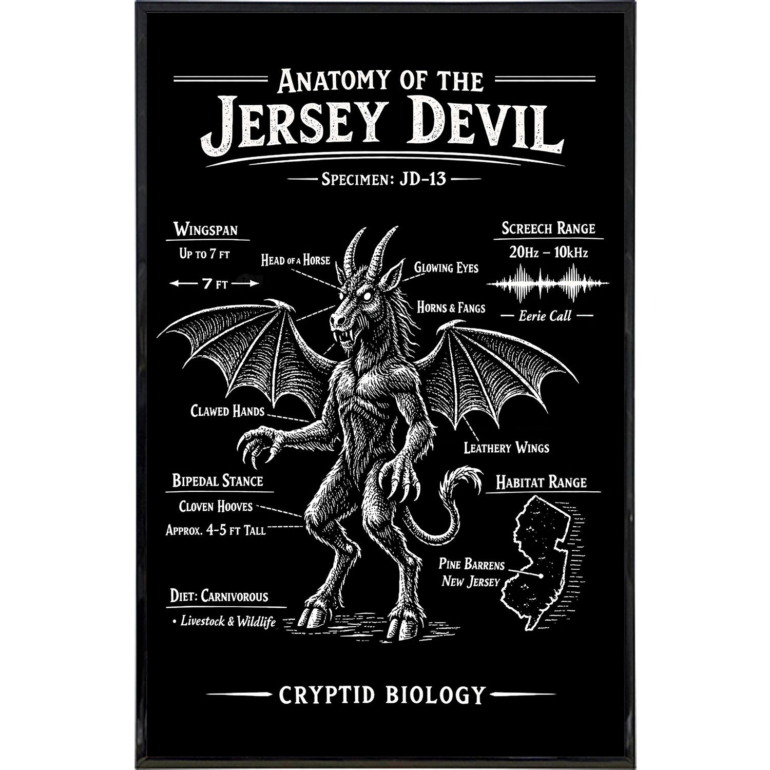 Anatomy of the Jersey Devil Print | Cryptid Biology Art – The Original ...