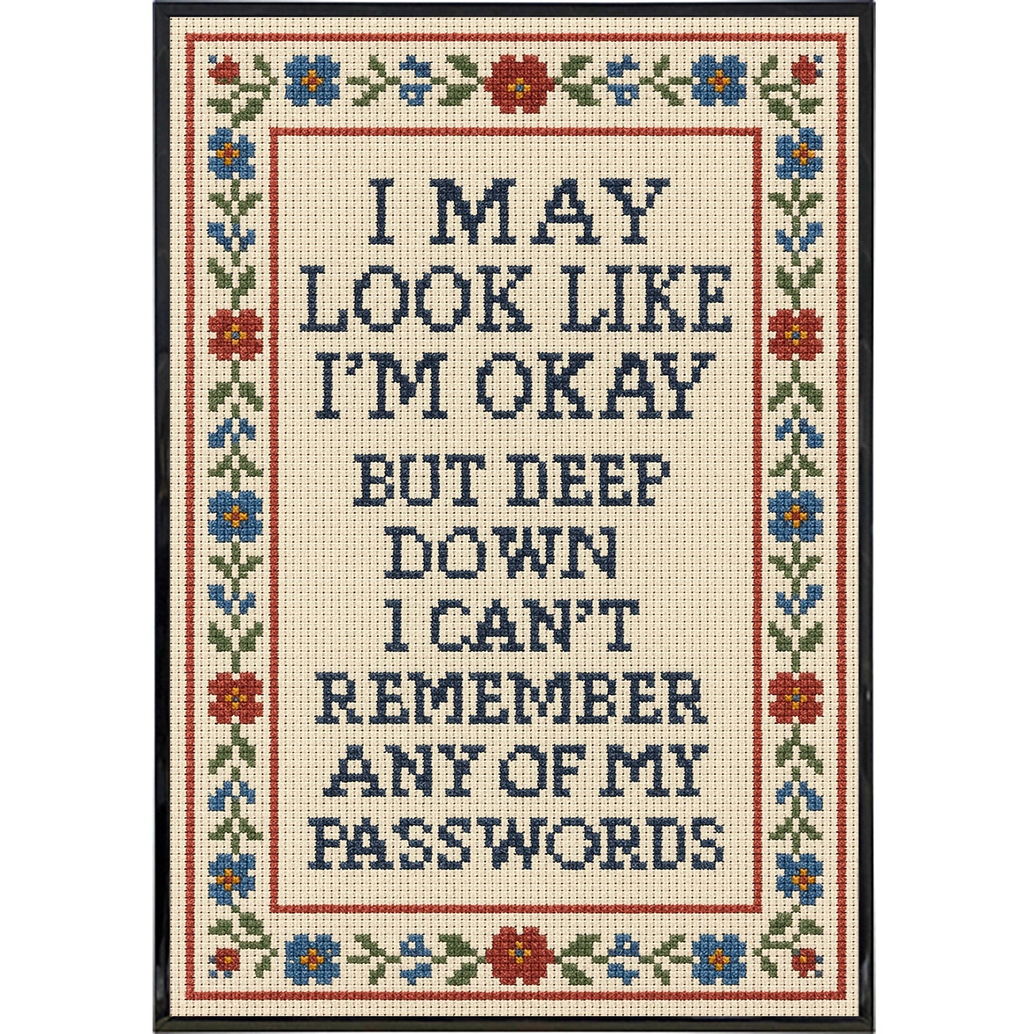 I May Look Like I'm Okay Needlepoint Poster Print – The Original ...