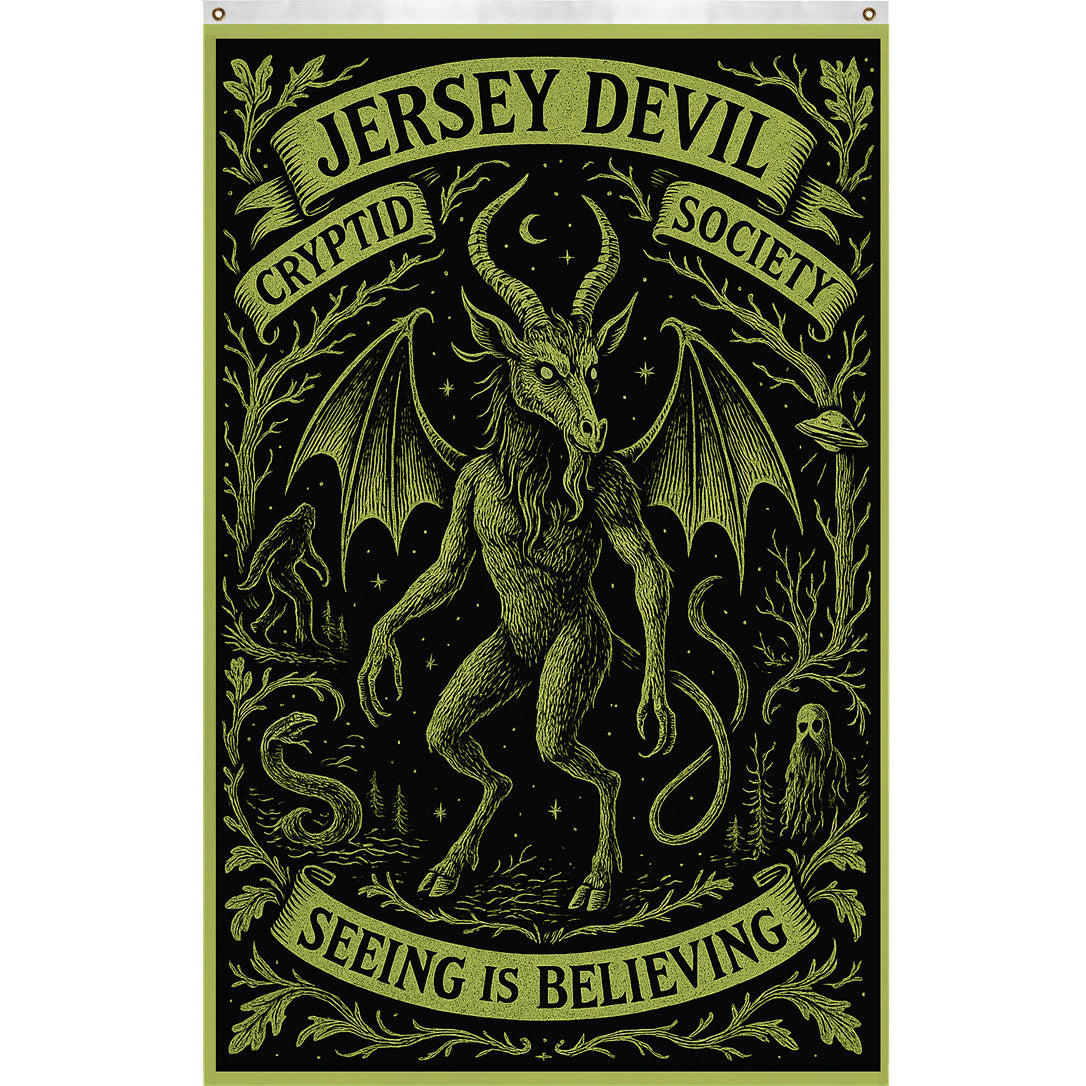 Jersey Devil Cryptid Society Flag | NJ Folklore Wall Art – The Original ...