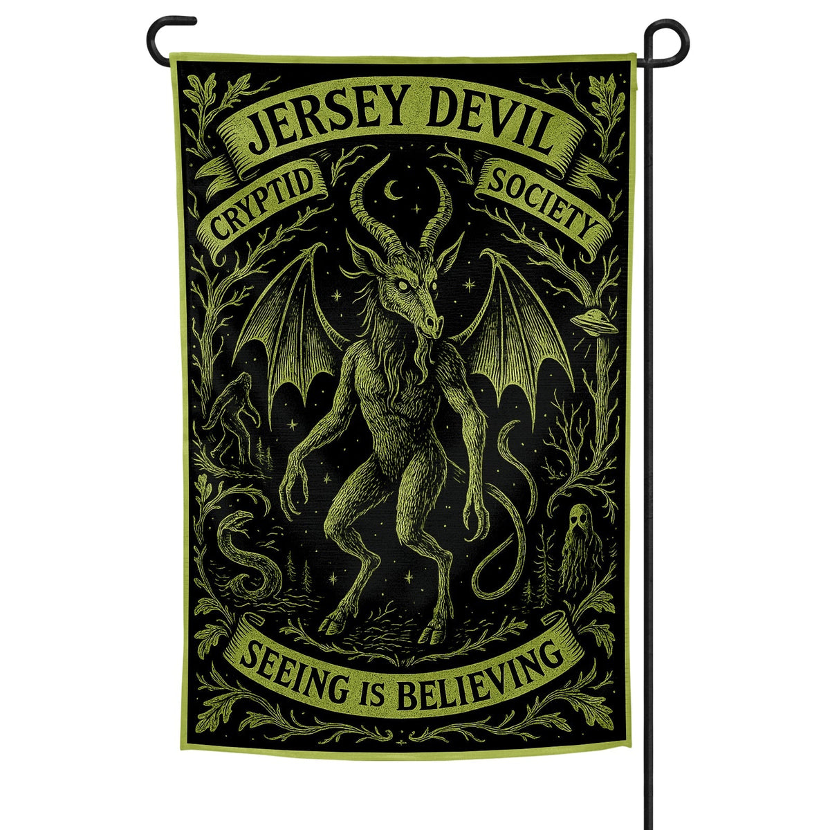 Jersey Devil Cryptid Society Garden Flag | The Original Underground