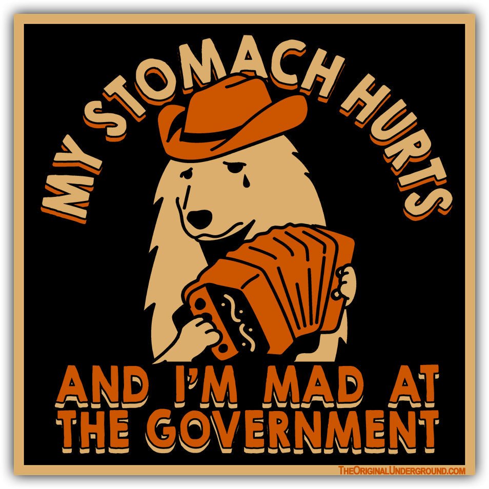 My Stomach Hurts and I'm Mad at the Government Sticker | The Original ...